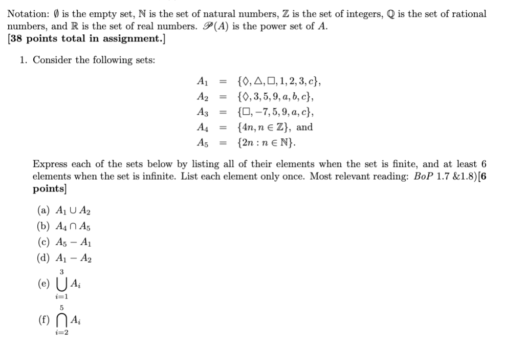 Solved Notation: ∅ is the empty set, N is the set of natural | Chegg.com