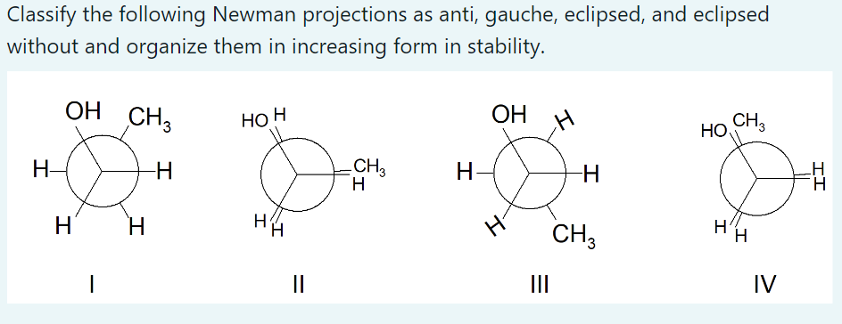 Solved Classify the following Newman projections as anti, | Chegg.com