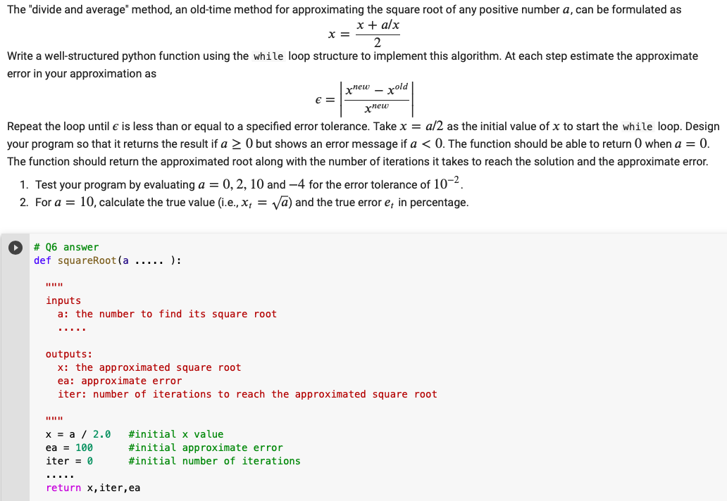 Solved X = The "divide and average" method, an old-time | Chegg.com