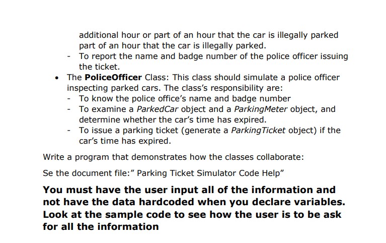 Solved Parking Ticket Program Basic Steps in Creating your | Chegg.com