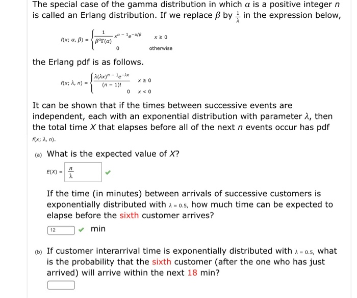 Solved The special case of the gamma distribution in which α | Chegg.com