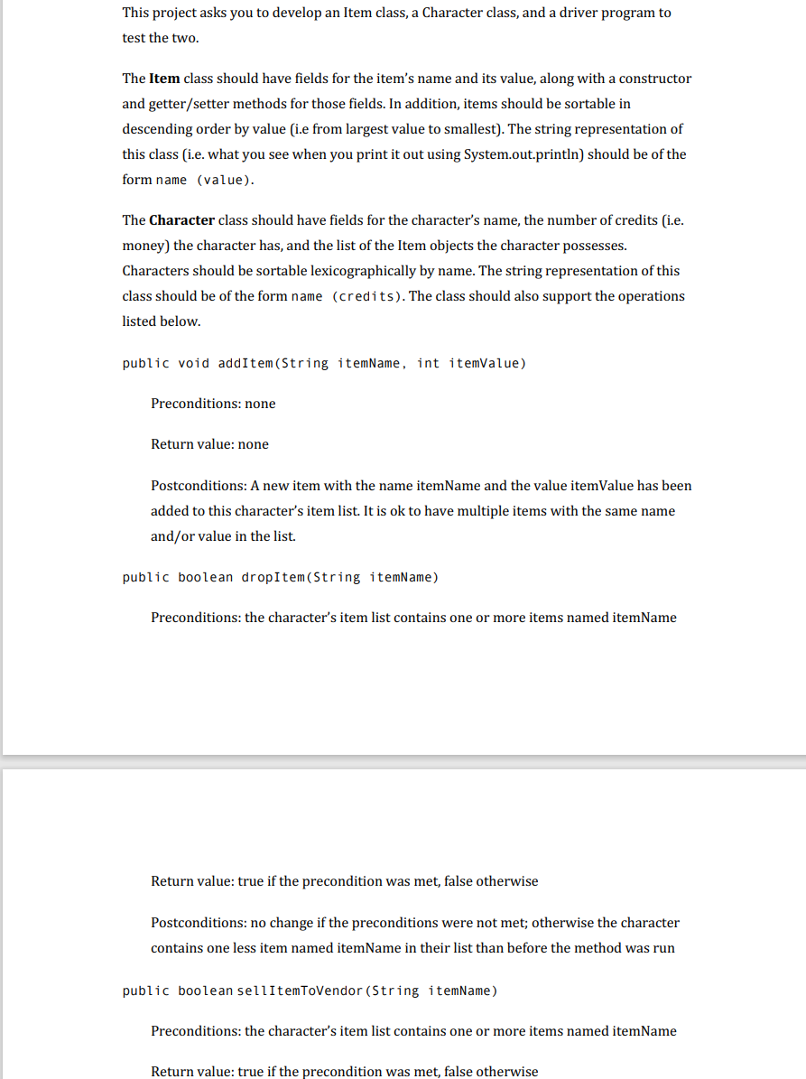 Solved This project asks you to develop an Item class, a | Chegg.com