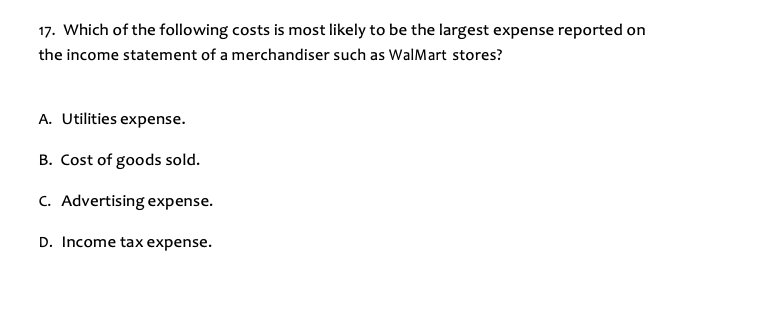 Solved Which of the following costs is most likely to be the | Chegg.com