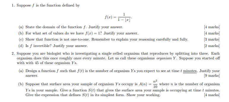 Solved 1. Suppose f is the function defined by f(r) = - 0 | Chegg.com