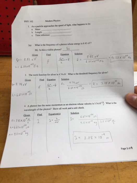 Solved PHY 102 Modern Physics 1. As a particle approaches | Chegg.com