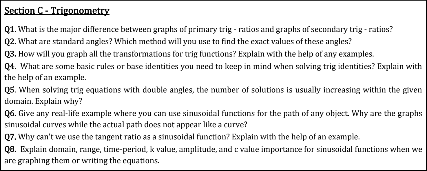 Solved Section C - ﻿TrigonometryQ1. ﻿What is the major | Chegg.com