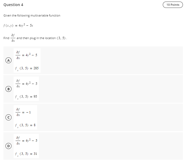 Solved Given the multivariable function f(x,y)=8sin(4x2y) | Chegg.com