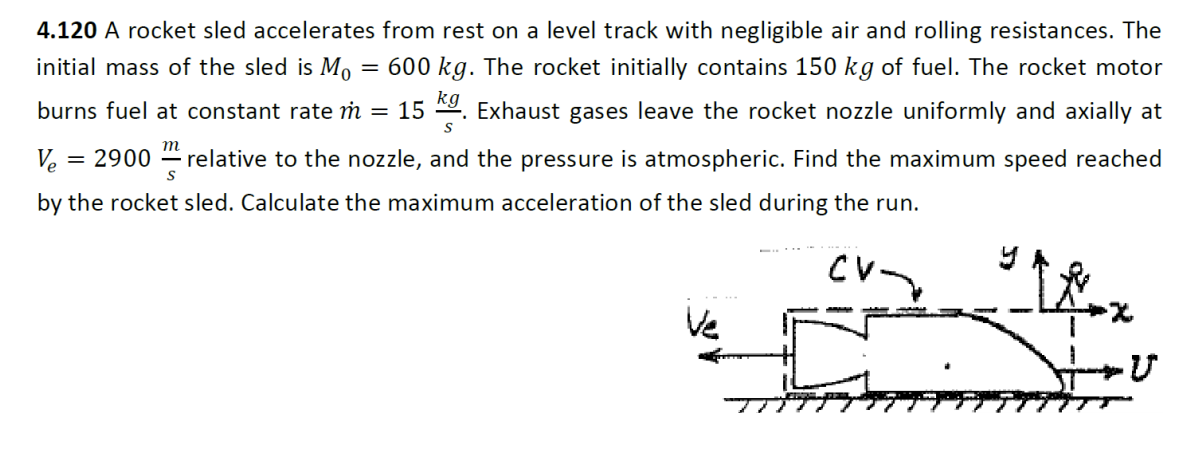 4.120 A rocket sled accelerates from rest on a level | Chegg.com