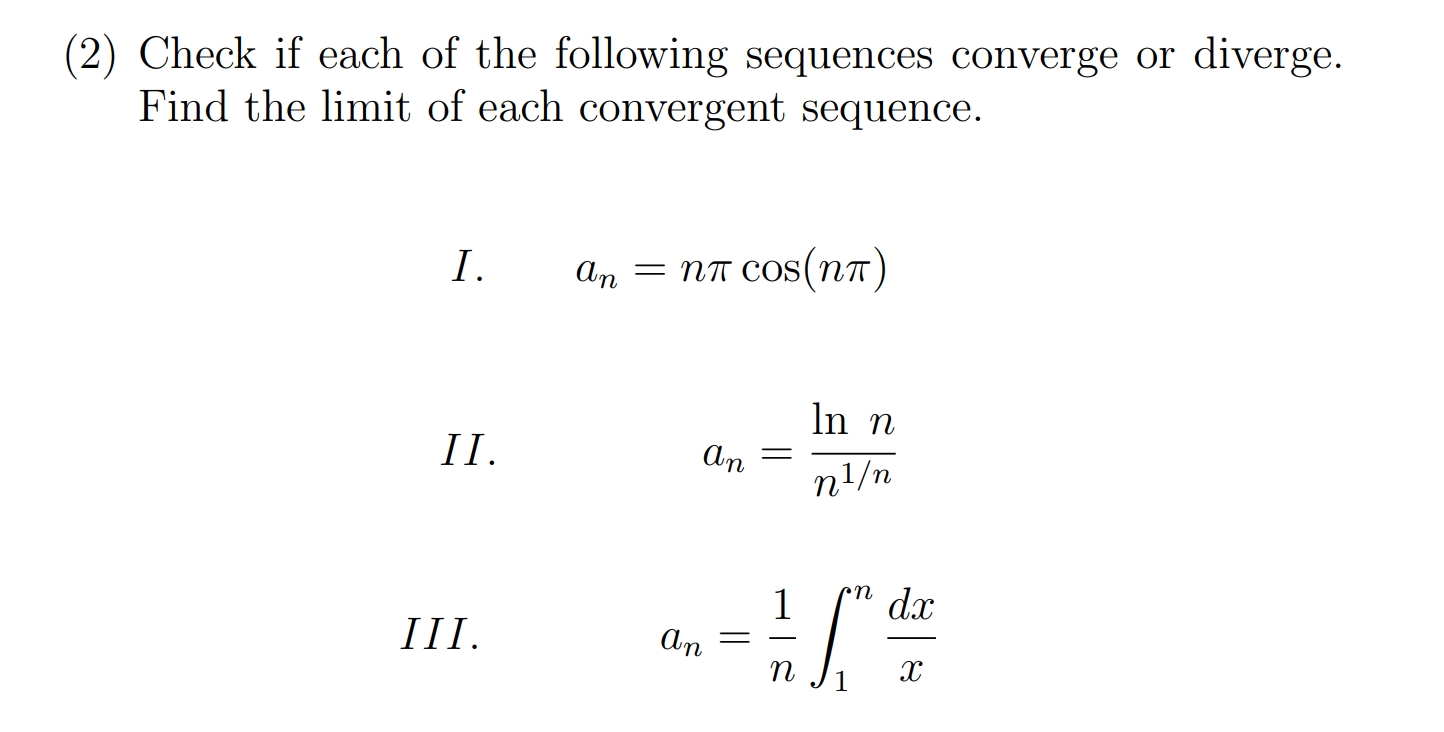 Solved (2) ﻿Check if each of the following sequences | Chegg.com