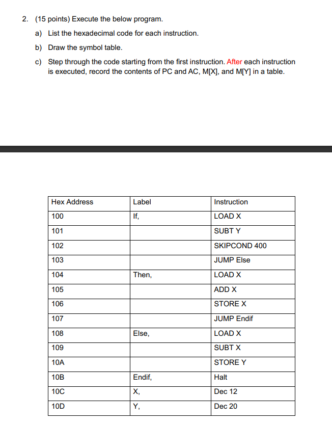 Solved 2. (15 points) Execute the below program. a) List the | Chegg.com