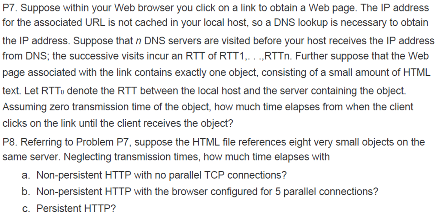 Solved P7. Suppose within your Web browser you click on a | Chegg.com