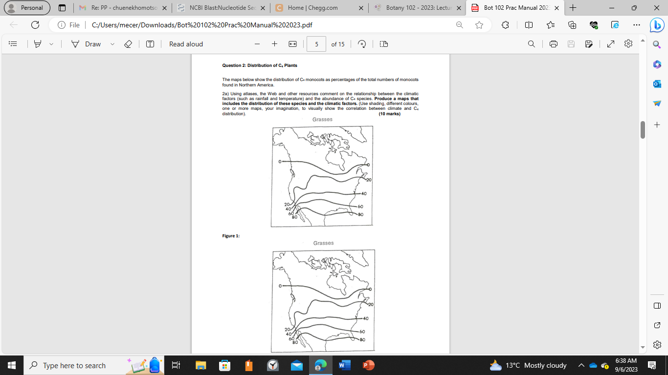 Solved Question 2: Distribution of C4 Plants The maps below | Chegg.com