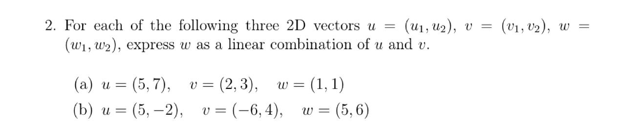 Solved For each of the following three 2D ﻿vectors | Chegg.com