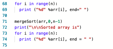 (Solved) - [Python3] Implement the mergeSort function given in chapter ...
