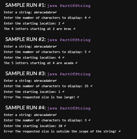 Solved (Print part of the string) Write a method with the | Chegg.com