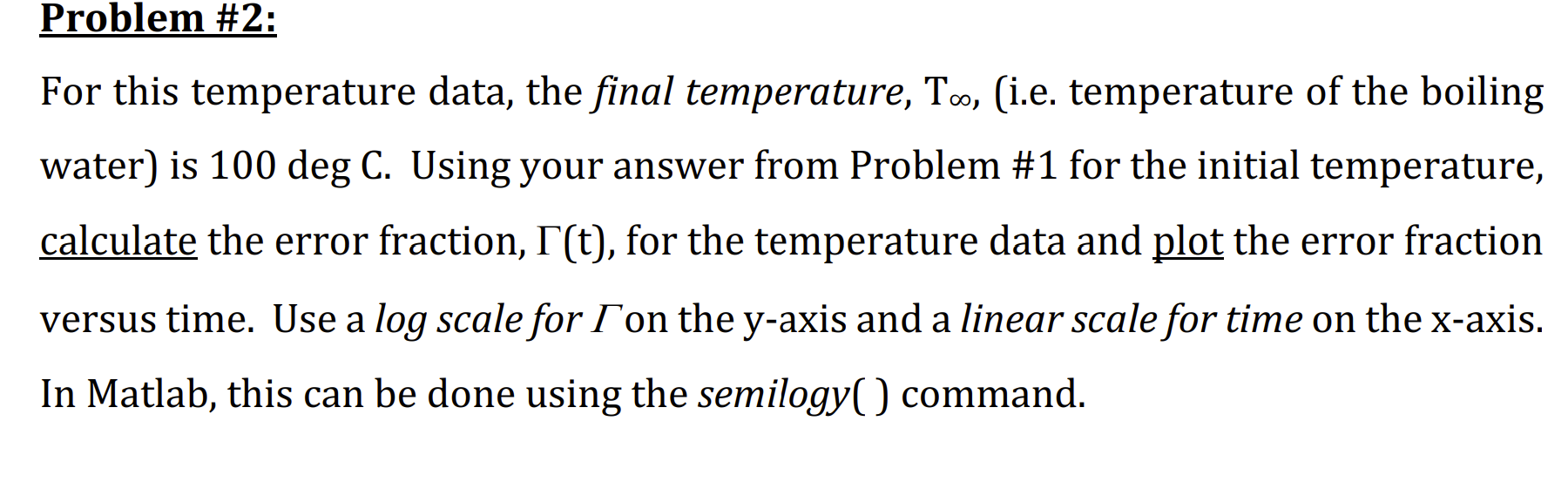 Solved Problem #2: For this temperature data, the final | Chegg.com