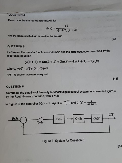 Solved QUESTION 4 Determine the starred transform E*(s) for | Chegg.com
