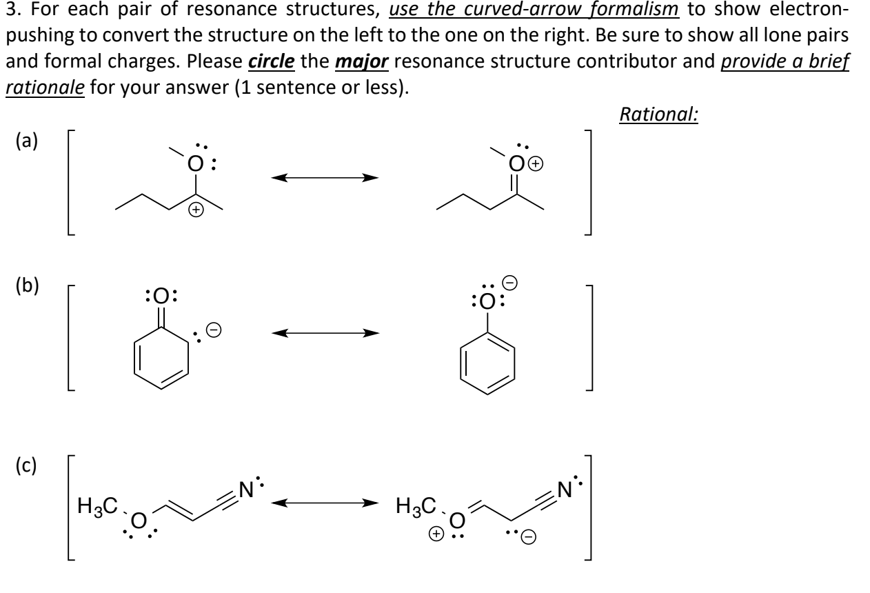 Solved For each pair of resonance structures, use the | Chegg.com