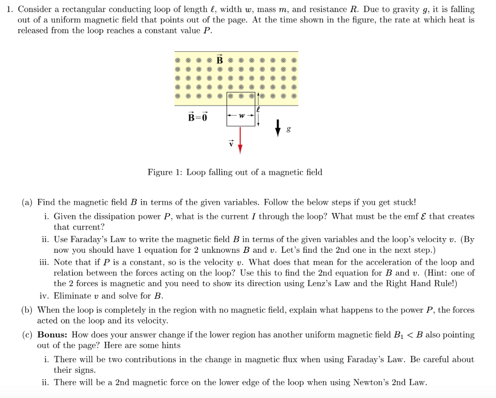 Solved 1. Consider a rectangular conducting loop of length | Chegg.com