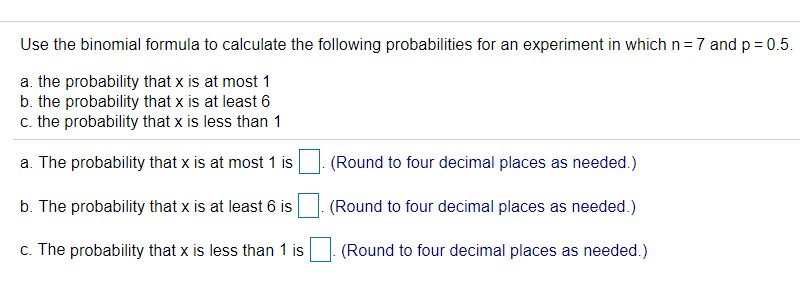 Solved Use the binomial formula to calculate the following | Chegg.com