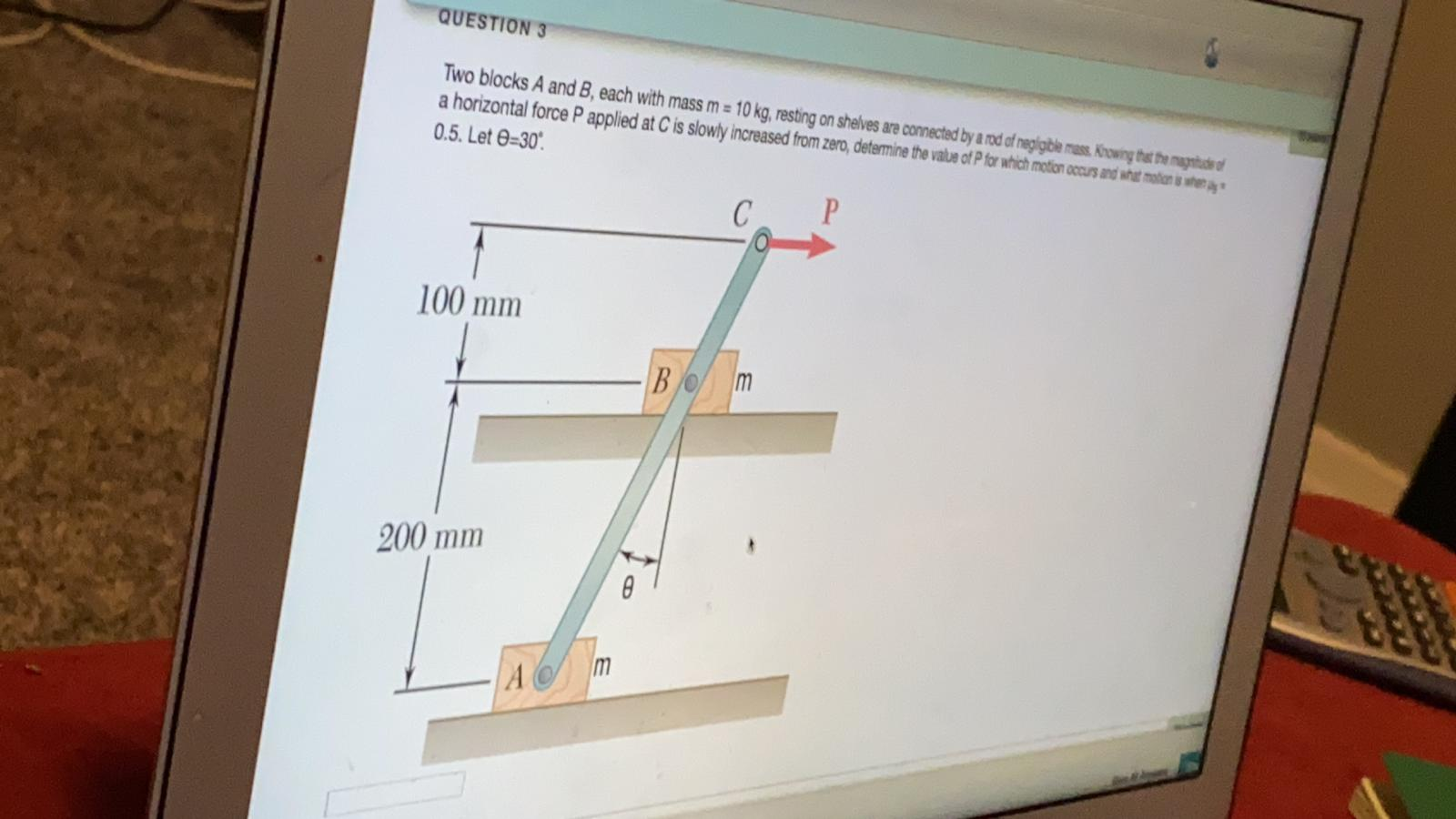 Solved QUESTION 3 Two blocks A and B, each with mass m = 10 | Chegg.com