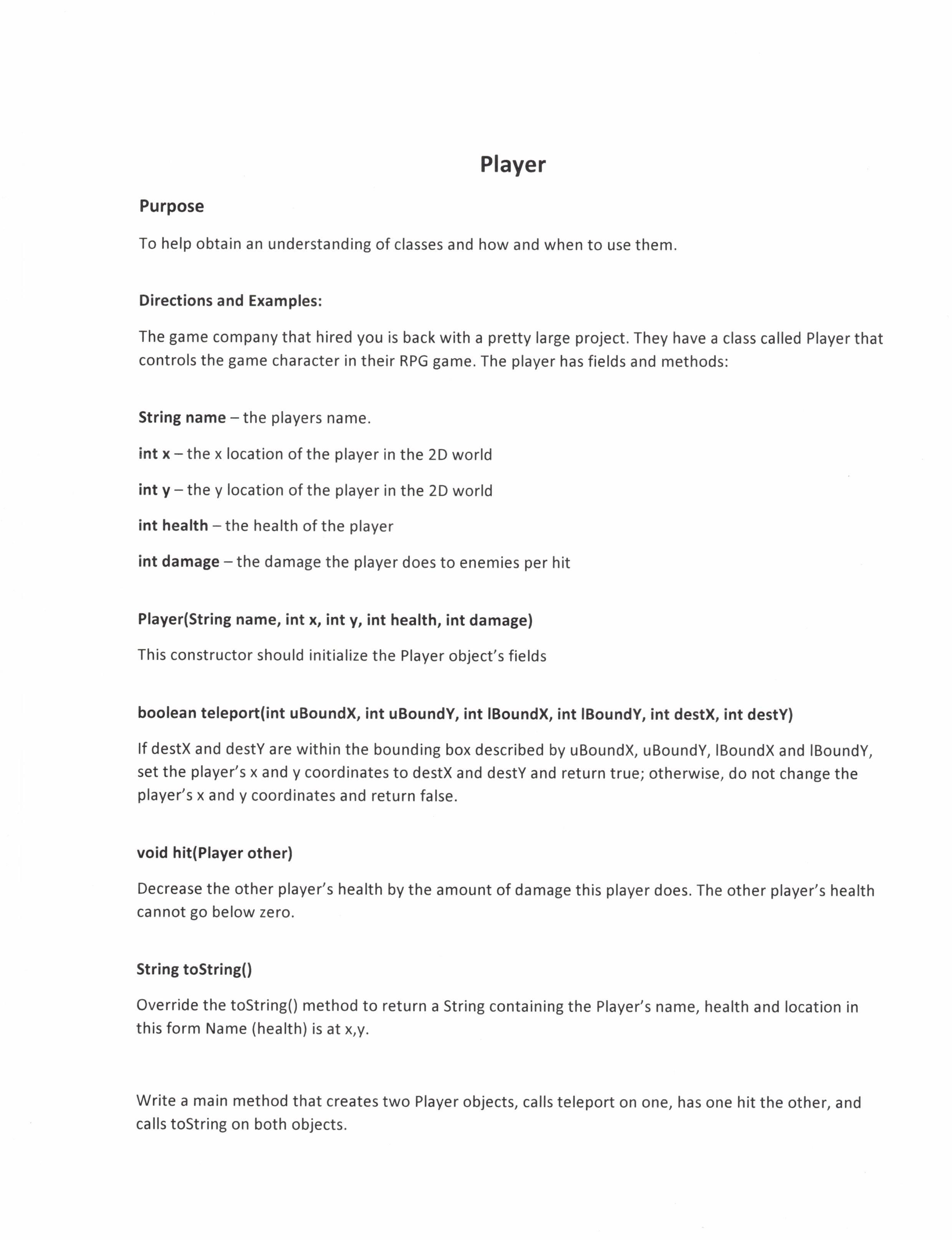 Solved Player Purpose To help obtain an understanding of | Chegg.com