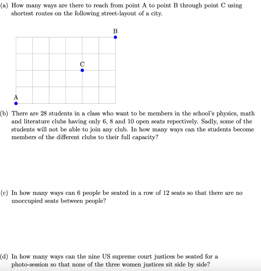 Solved (a) How many ways are there to reach from point A to | Chegg.com