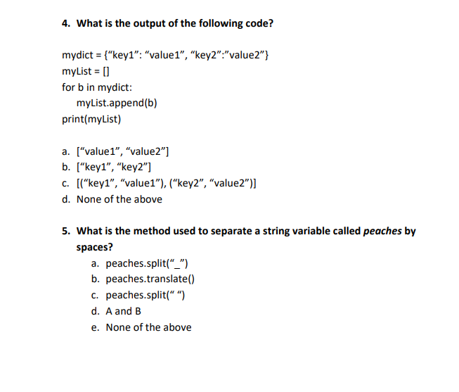 Solved 1. A list can be used as a value in a dictionary. a. | Chegg.com