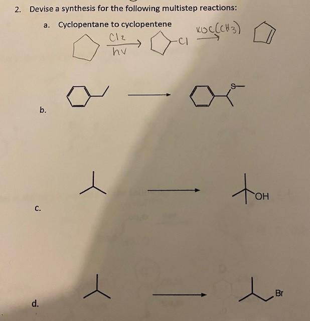 Solved 2. Devise a synthesis for the following multistep | Chegg.com
