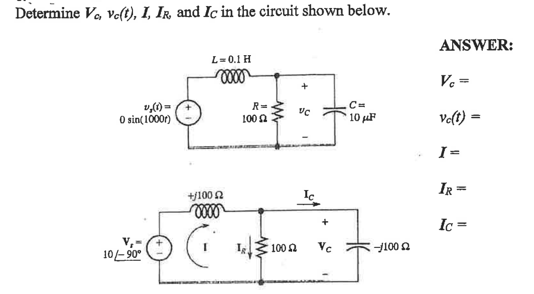 Solved Determine Vc, Vo(t), I, Ir, and Ic in the circuit | Chegg.com