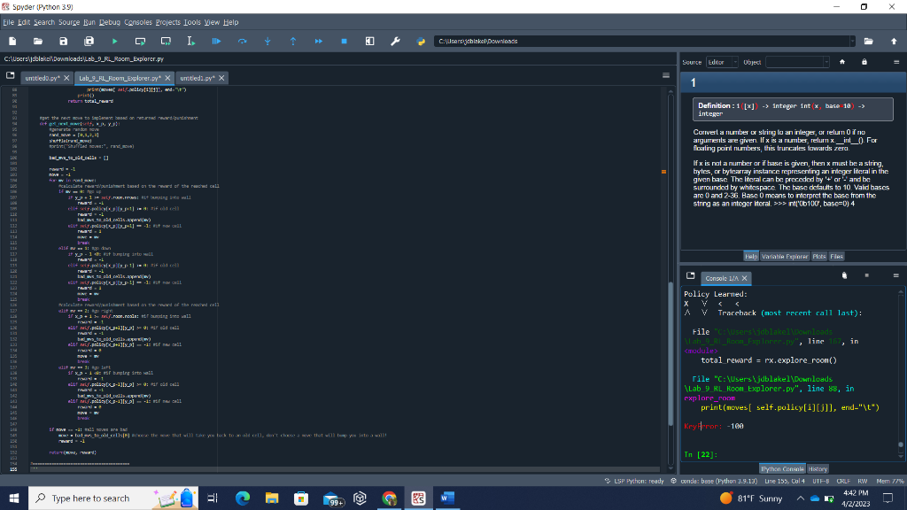 Modify the room exploration function to check if it | Chegg.com