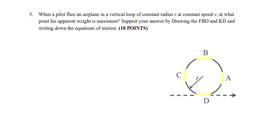 Solved 5. When a pilot flies an airplane in a vertical loop | Chegg.com