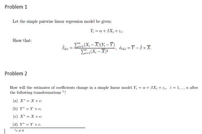 Solved Econometric Ordinary least squares Please writing | Chegg.com
