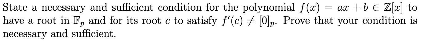 Solved State a necessary and sufficient condition for the | Chegg.com