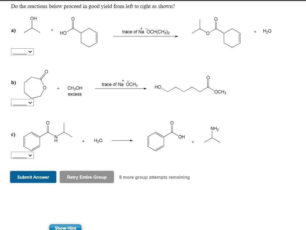 Solved Do the reactions below proceed in good yield from | Chegg.com