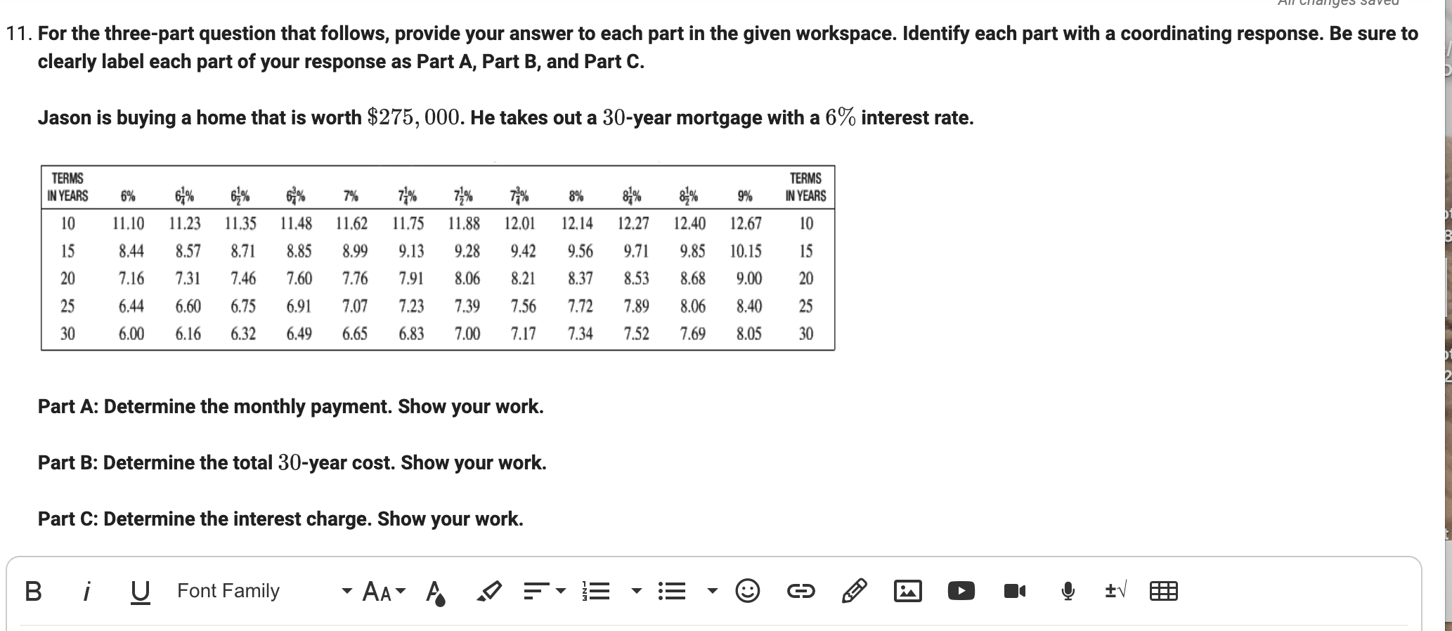 Solved 11. For the three-part question that follows, provide | Chegg.com