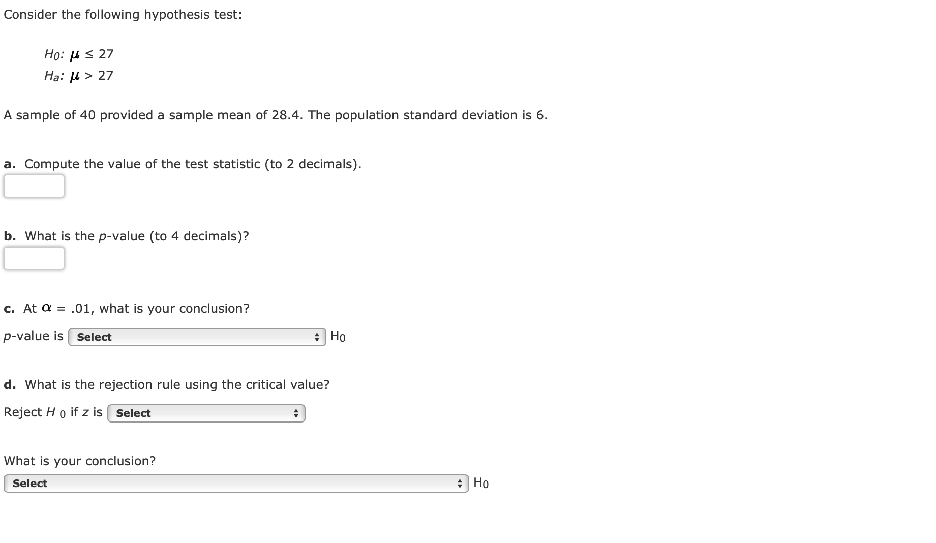 Solved Consider the following hypothesis | Chegg.com