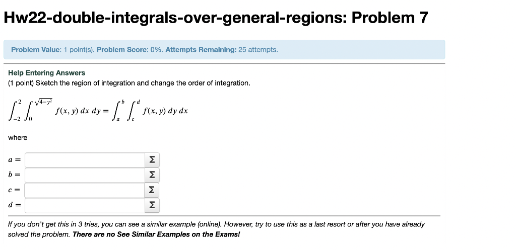 Solved Hw22-double-integrals-over-general-regions: Problem 7 | Chegg.com