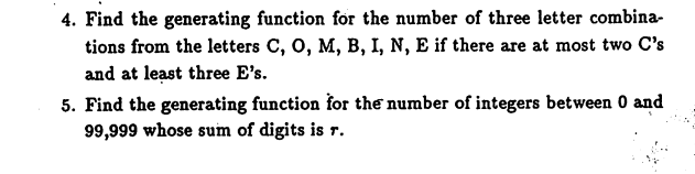 Solved 4. Find the generating function for the number of | Chegg.com