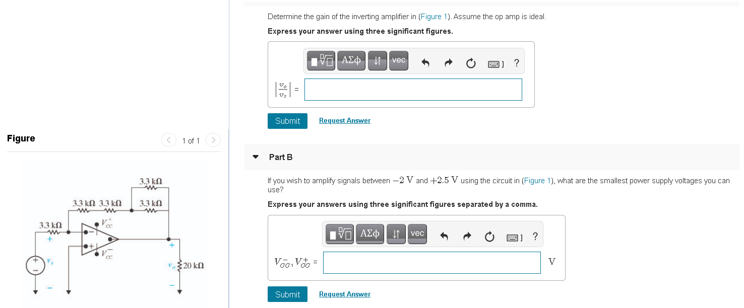 Solved Determine the gain of the inverting amplifier in | Chegg.com