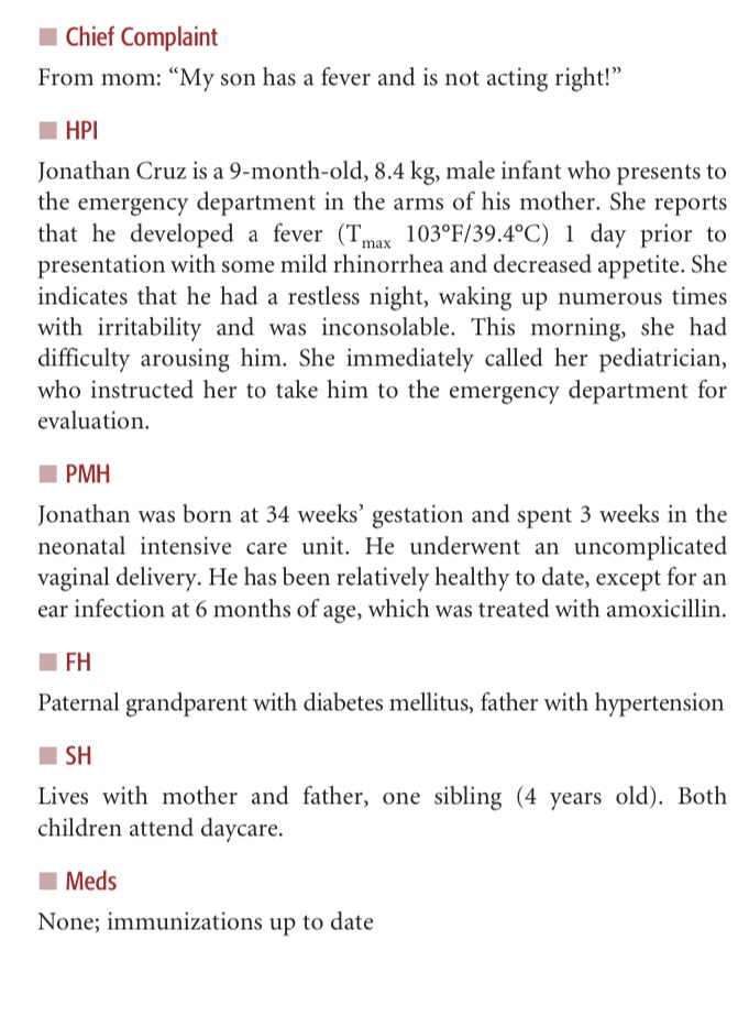 Solved Chief Complaint From mom: "My son has a fever and is | Chegg.com