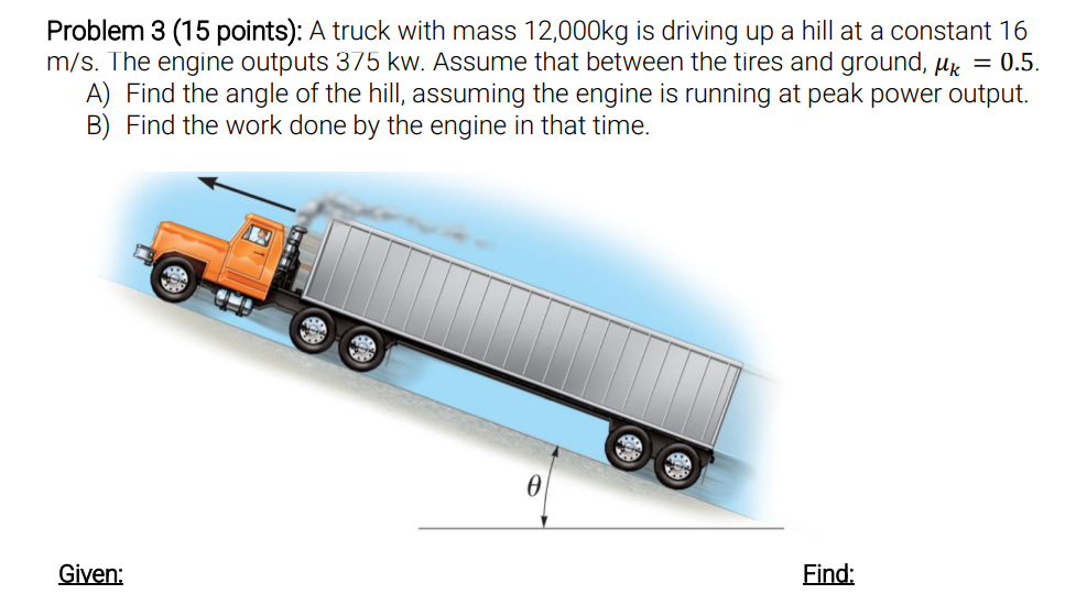 Solved Problem 3 ( 15 points): A truck with mass 12,000 kg | Chegg.com