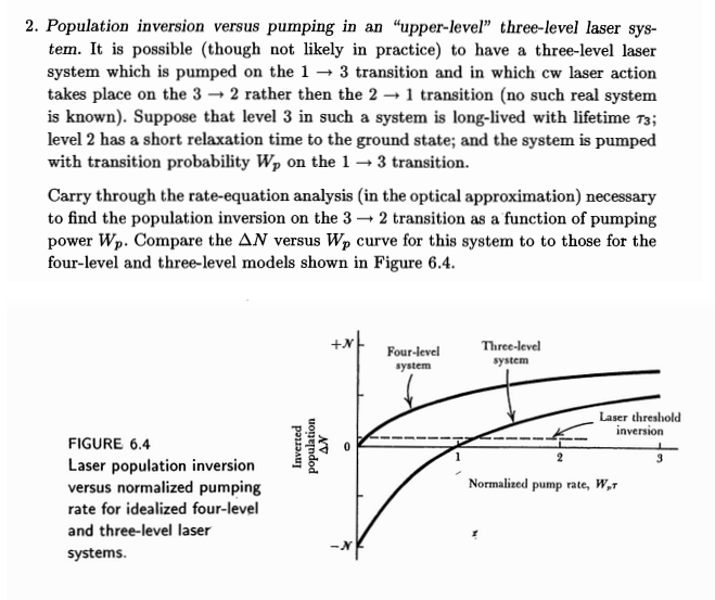 Solved 2. Population inversion versus pumping in an | Chegg.com