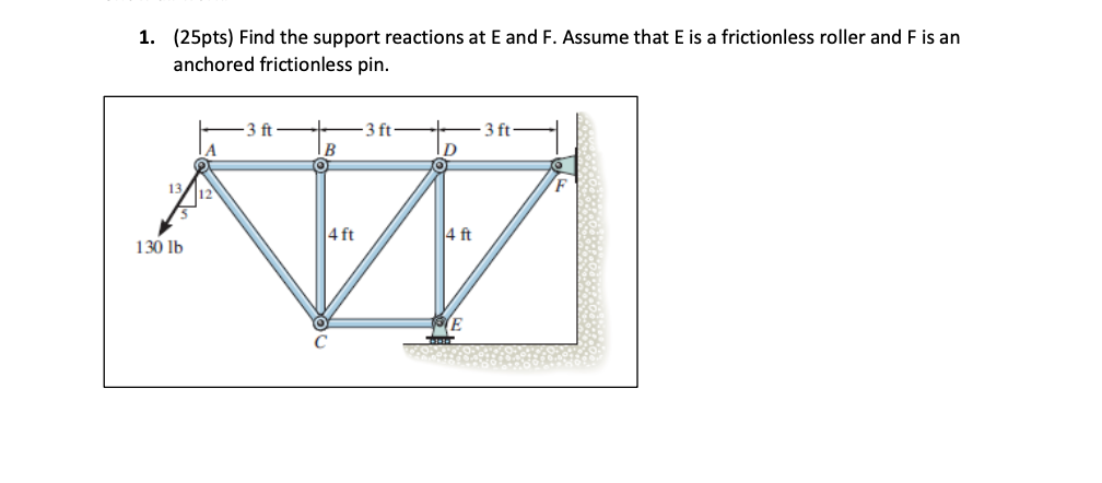 Solved 1. (25pts) Find the support reactions at E and F. | Chegg.com
