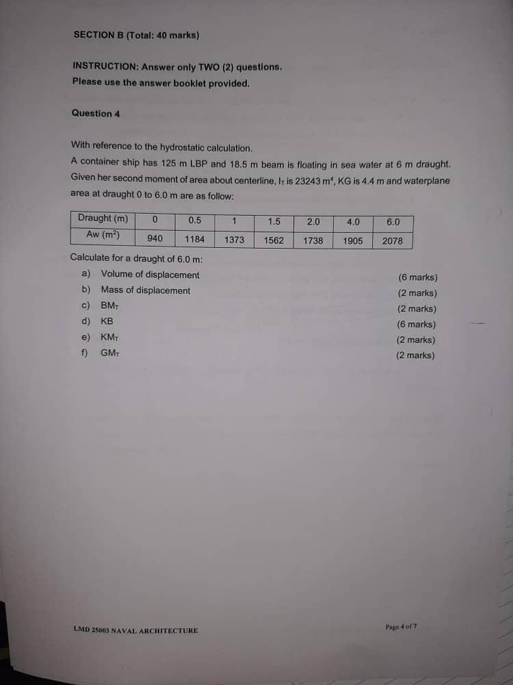Solved SECTION B (Total: 40 marks) INSTRUCTION: Answer only | Chegg.com