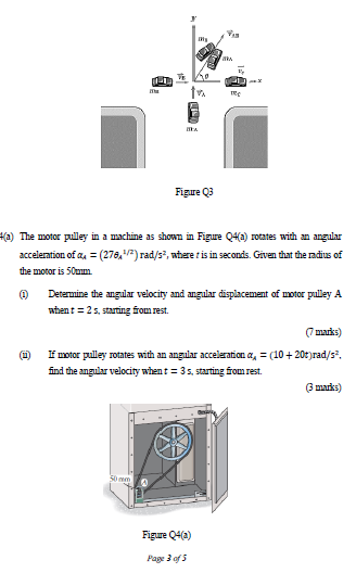 Solved TE ho Figure 3 Ha) The motor pulley in a machine as | Chegg.com