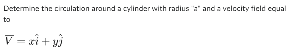 Determine the circulation around a cylinder with | Chegg.com