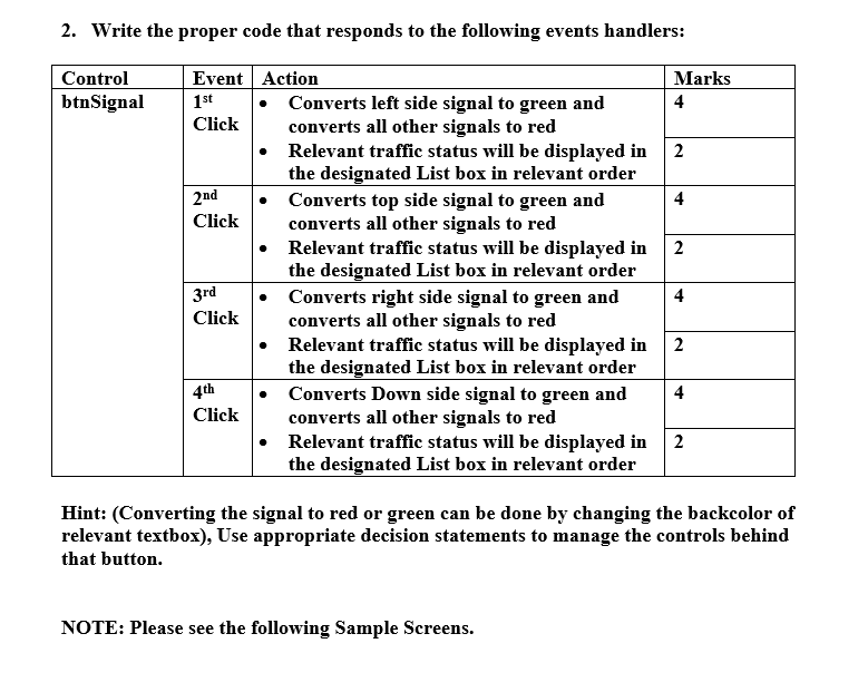 Develop Traffic Signal System Using Visual Basic Chegg