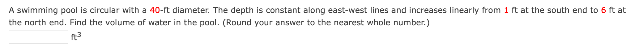 Solved A swimming pool is circular with a 40-ft diameter. | Chegg.com