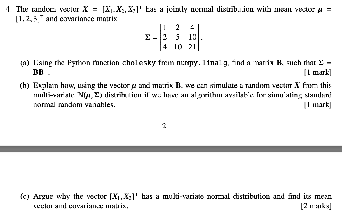 The random vector X=[X1,X2,X3]⊤ has a jointly normal | Chegg.com
